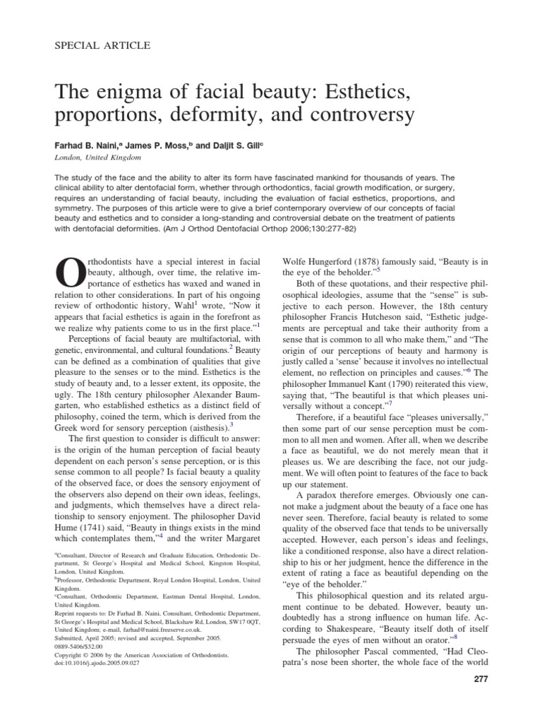 The Enigma of Facial Beauty Esthetics Proportions Deformity and ...