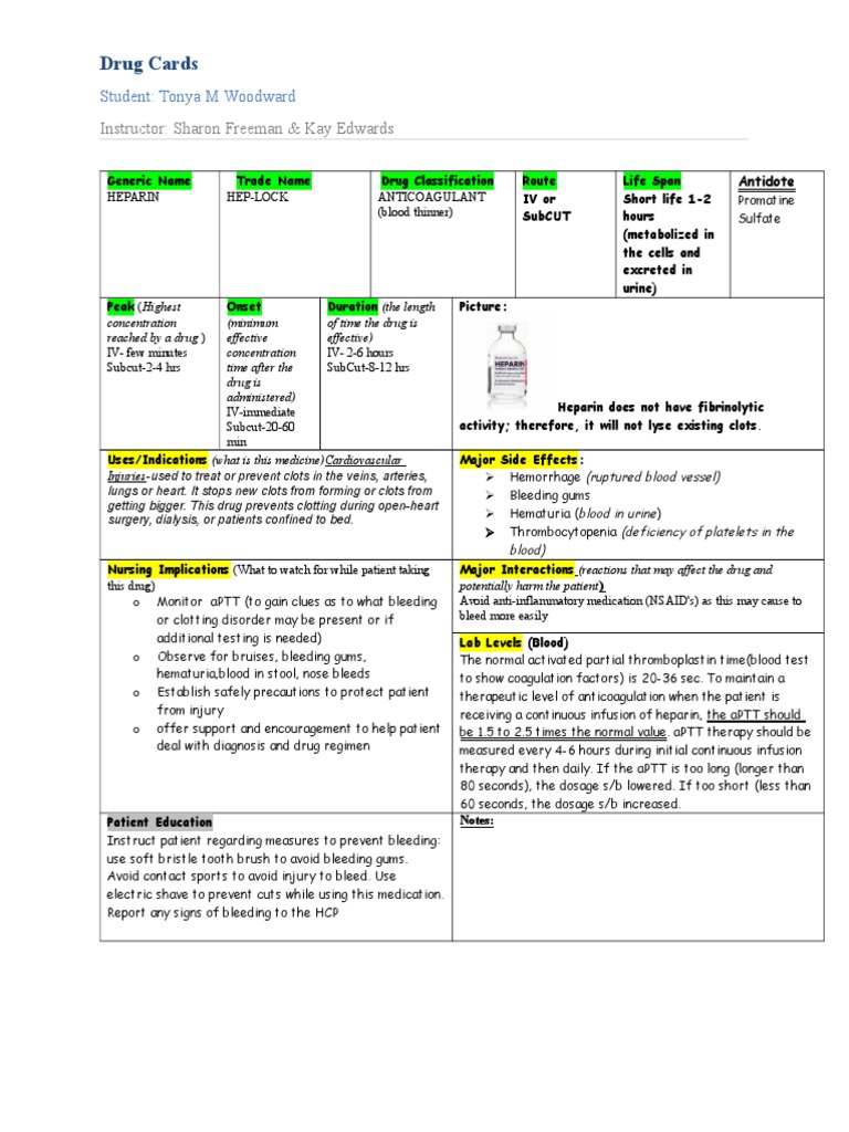 Heparin Drug Bib Crds | Download Free PDF | Bleeding | Coagulation