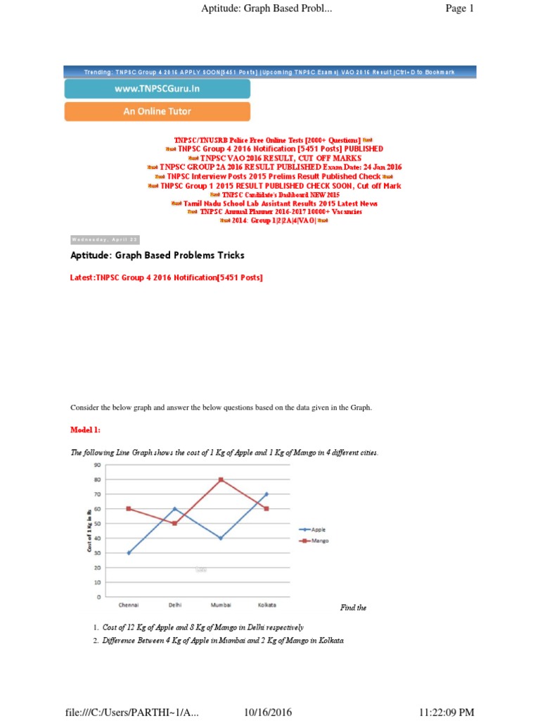 Aptitude: Graph Based Problems Tricks: Latest:TNPSC Group 4 2016 ...