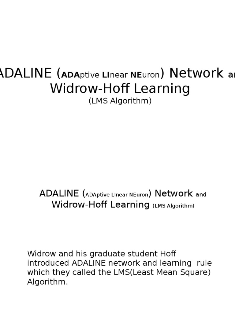 ADALINE Network and LMS Algorithm Overview | PDF