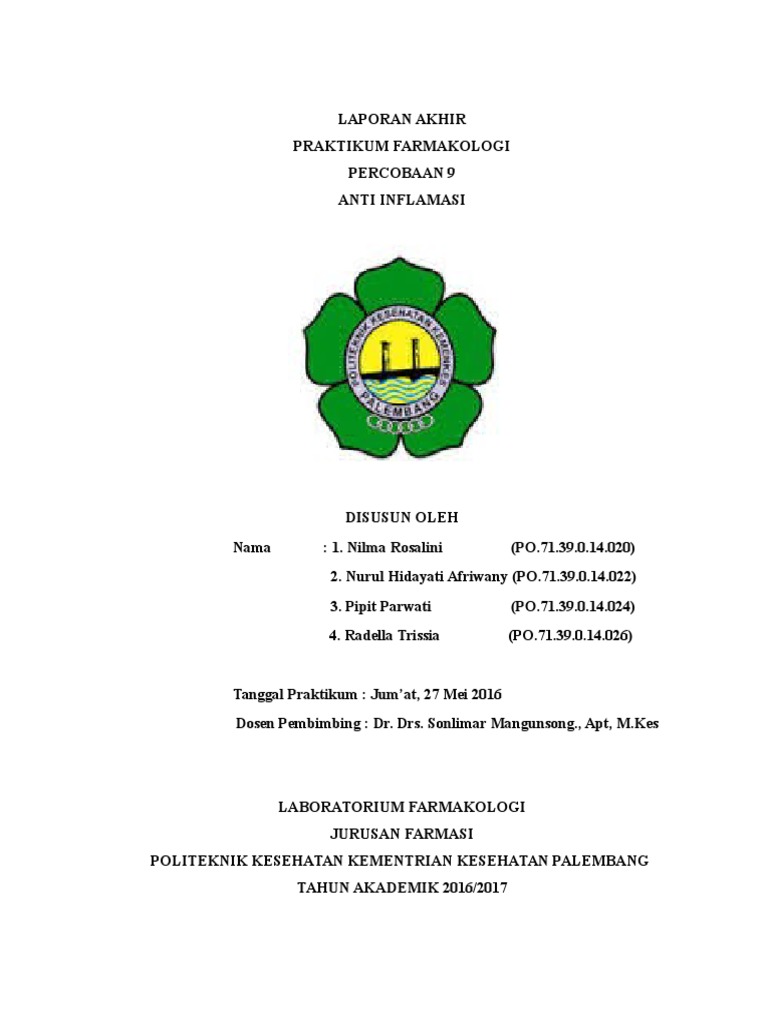 Laporan Resmi Anti Inflamasi Kelompok 3 Genap | PDF | Pengembangan Diri | Kesehatan Holistik