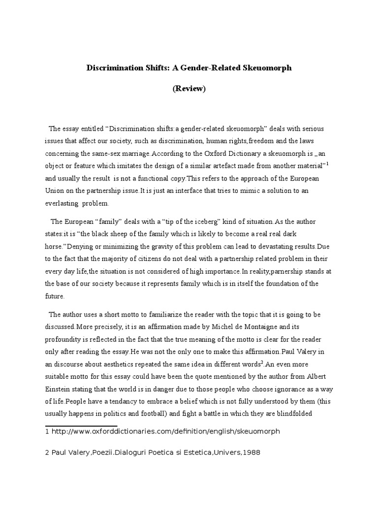 Discrimination Shifts: A Gender-Related Skeuomorph (Review) | PDF ...