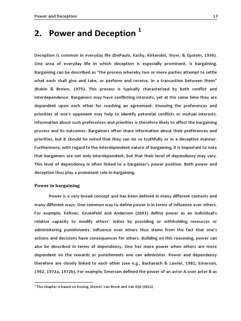 Power and Deception | PDF | Deception | Bargaining