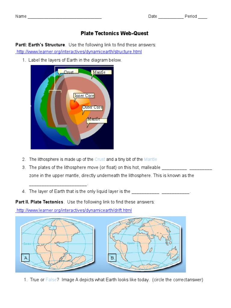 Plate Tectonics Web Quest Student | PDF | Plate Tectonics | Volcano