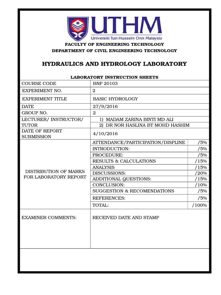 Basic Hydrology Laboratory Report | PDF | Surface Runoff | Drainage Basin