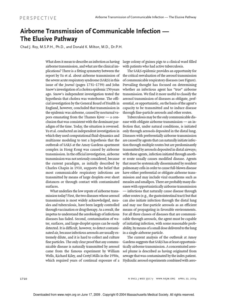 Airborne Transmission | PDF | Transmission (Medicine) | Infection
