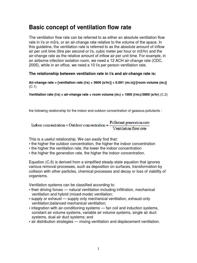 Ventilation Flow Rate Guidelines for Infection Control | PDF ...