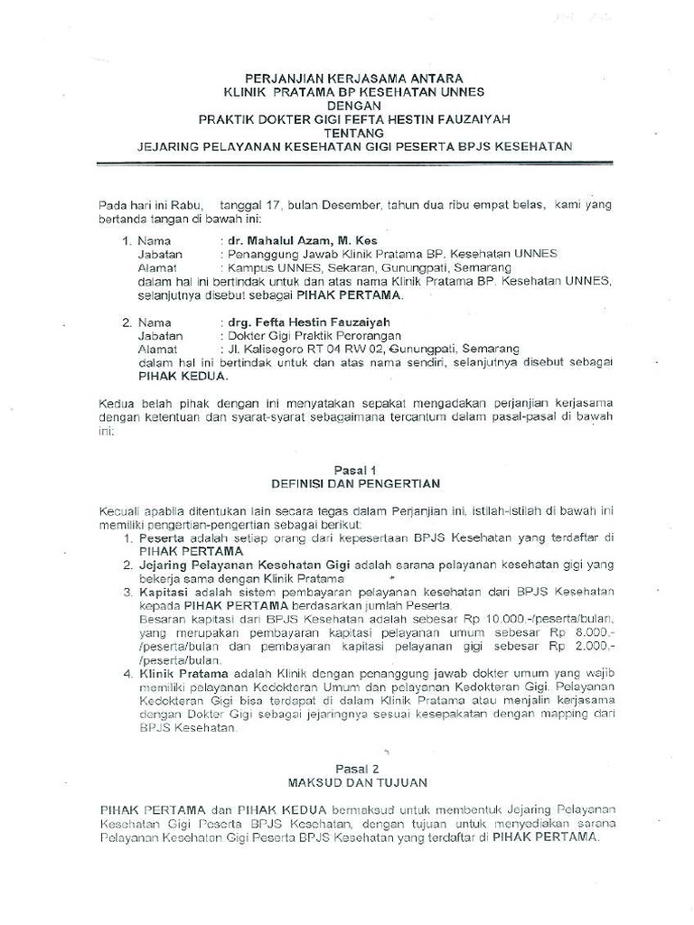 Mou Klinik Dan Dokter Gigi | PDF