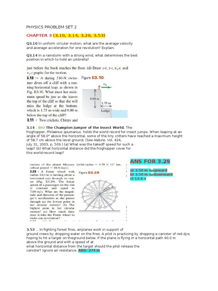 Physics Problem Set 2 | PDF