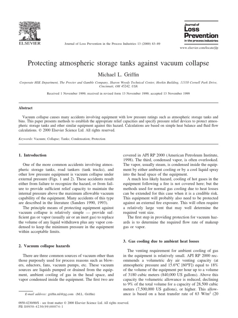 Protecting Tanks from Vacuum Collapse | PDF | Heat Transfer | Pressure