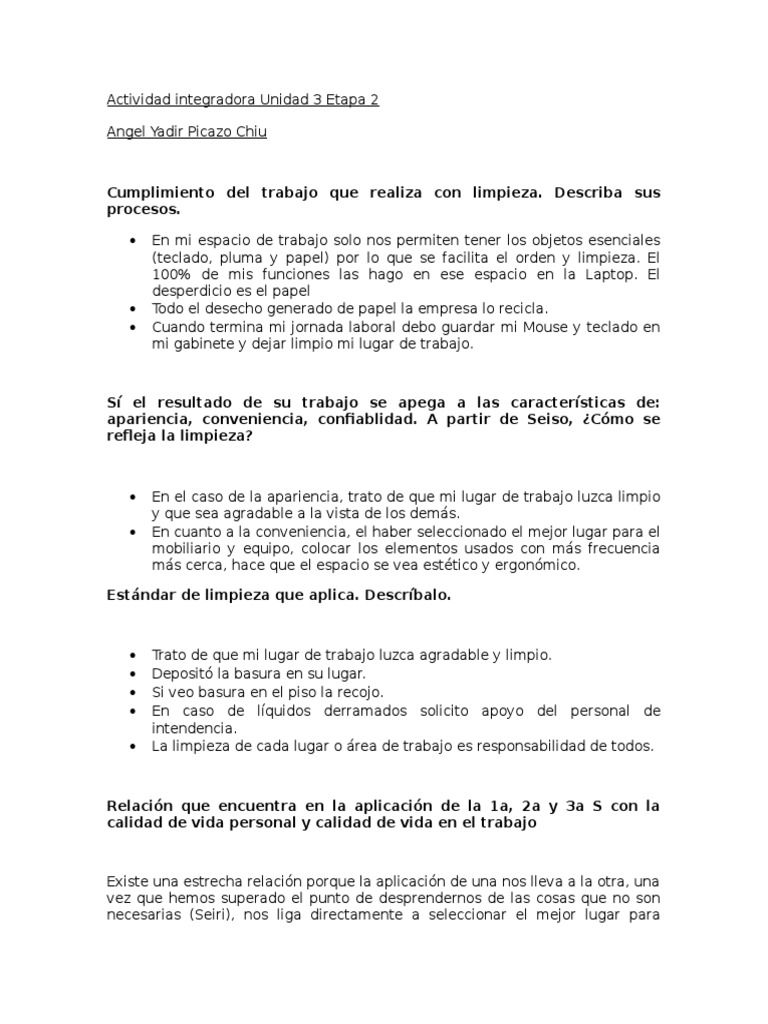 Limpieza y Productividad en el Trabajo | PDF | Crecimiento personal y ...