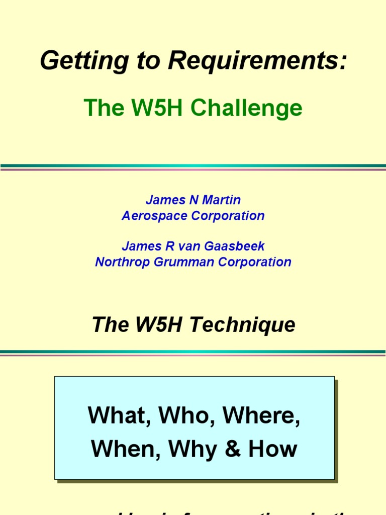 Getting To Requirements:: The W5H Challenge | PDF | Computer ...