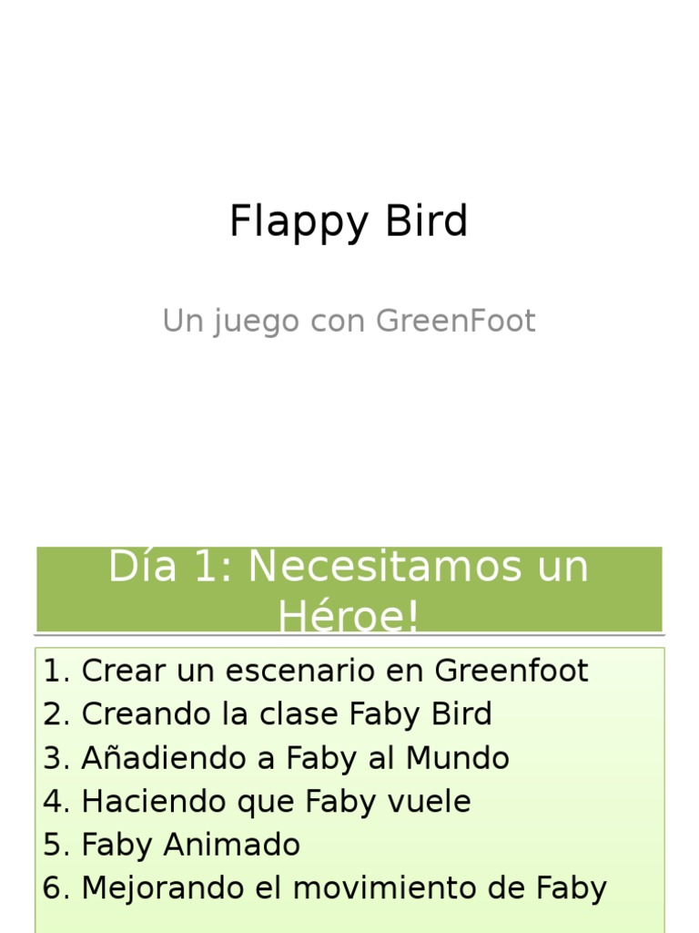 Creando un juego de Flappy Bird en Greenfoot: Un tutorial paso a paso | PDF