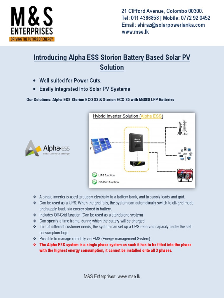 Alpha ESS Storion Battery Based Solar PV Solutions | PDF | Kilowatt ...
