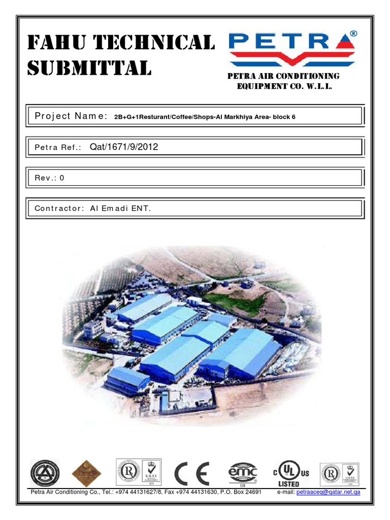FAHU Submittal | PDF | Air Conditioning | Heat Exchanger