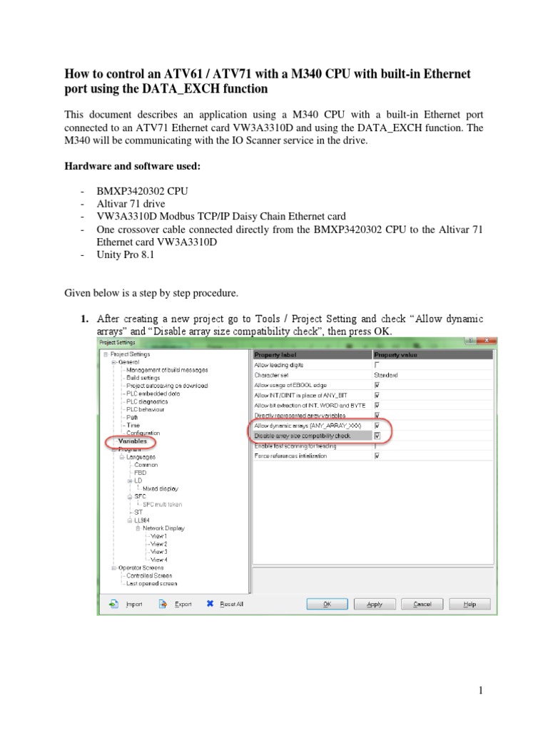 M340 and ATV71 Using ModbusTCPIP and Data - Exch Function | PDF ...