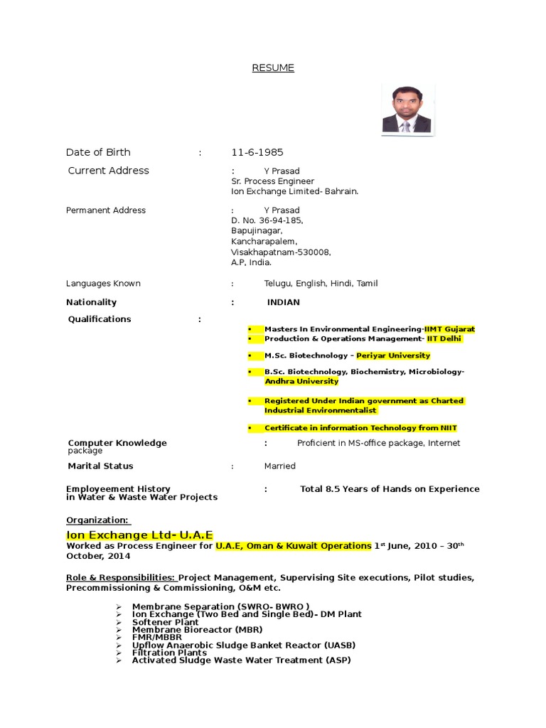 Water Treatment Engineer Resume | PDF | Sewage Treatment | Water ...