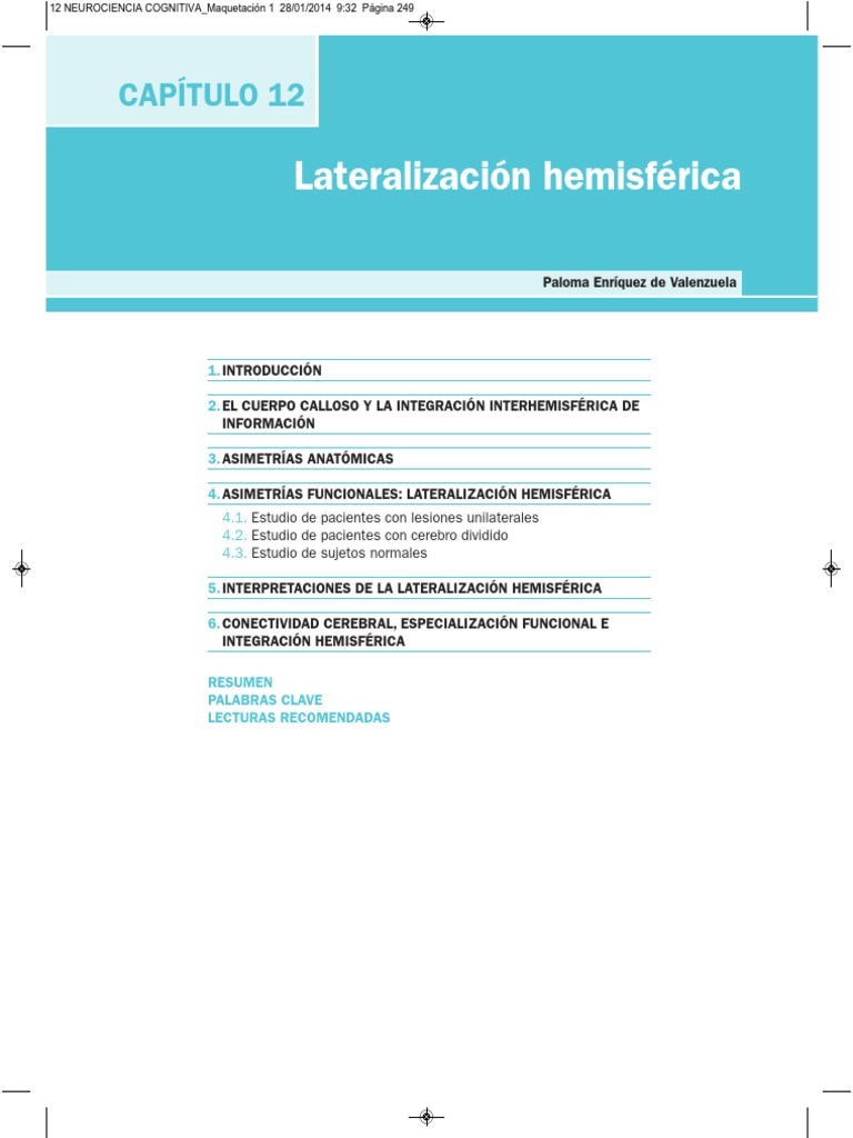 Cap. 12 Lateralización Hemisferica | PDF | Hemisferio cerebral ...