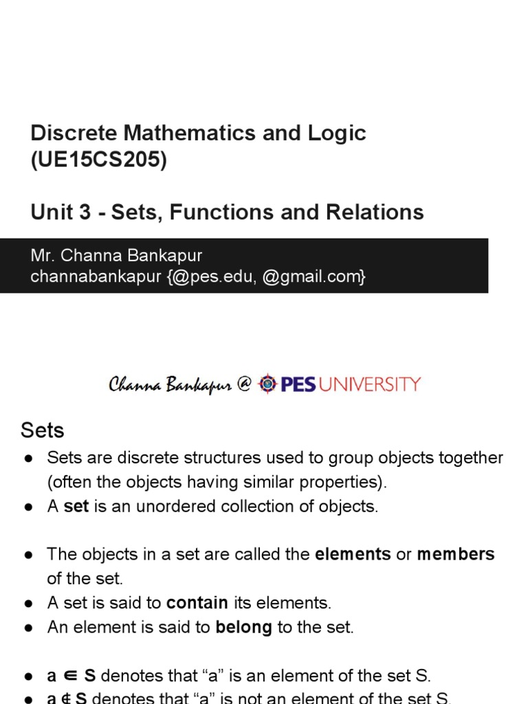 DML Unit 3 (Sets, Functions and Relations) - Lecture Slides | PDF | Function (Mathematics ...