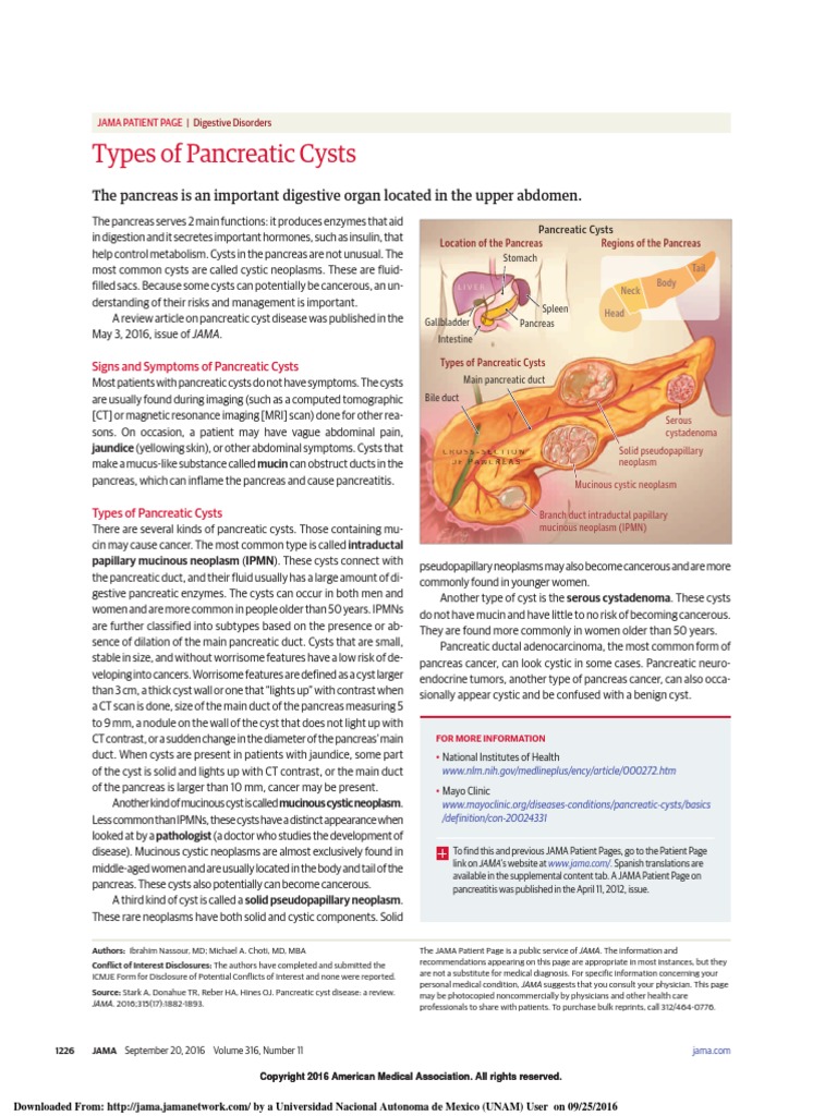 Types of Pancreatic Cysts | PDF