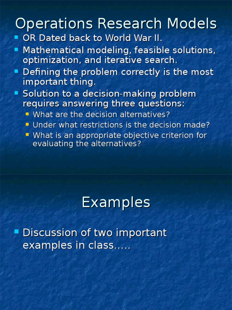 Operations Research Models-Chapter 1-L1 | PDF | Computers