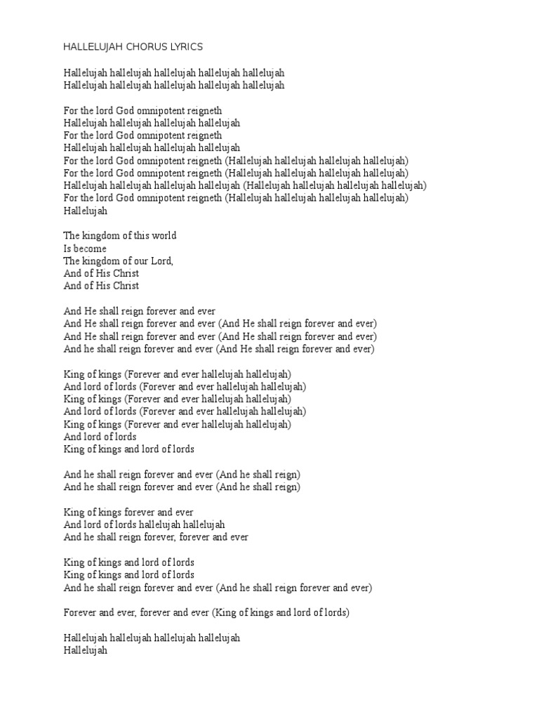 Hallelujah Chorus Lyrics | PDF | Theology | Religious Behaviour And ...