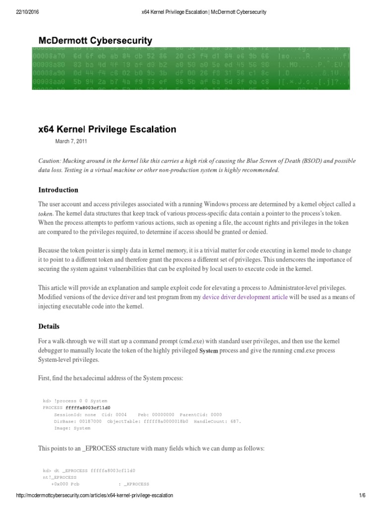 Kernel Privilege Escalation Guide | PDF | Kernel (Operating System) | Pointer (Computer Programming)