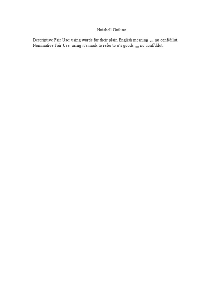 Nutshell Outline Descriptive Fair Use: using words for their plain ...