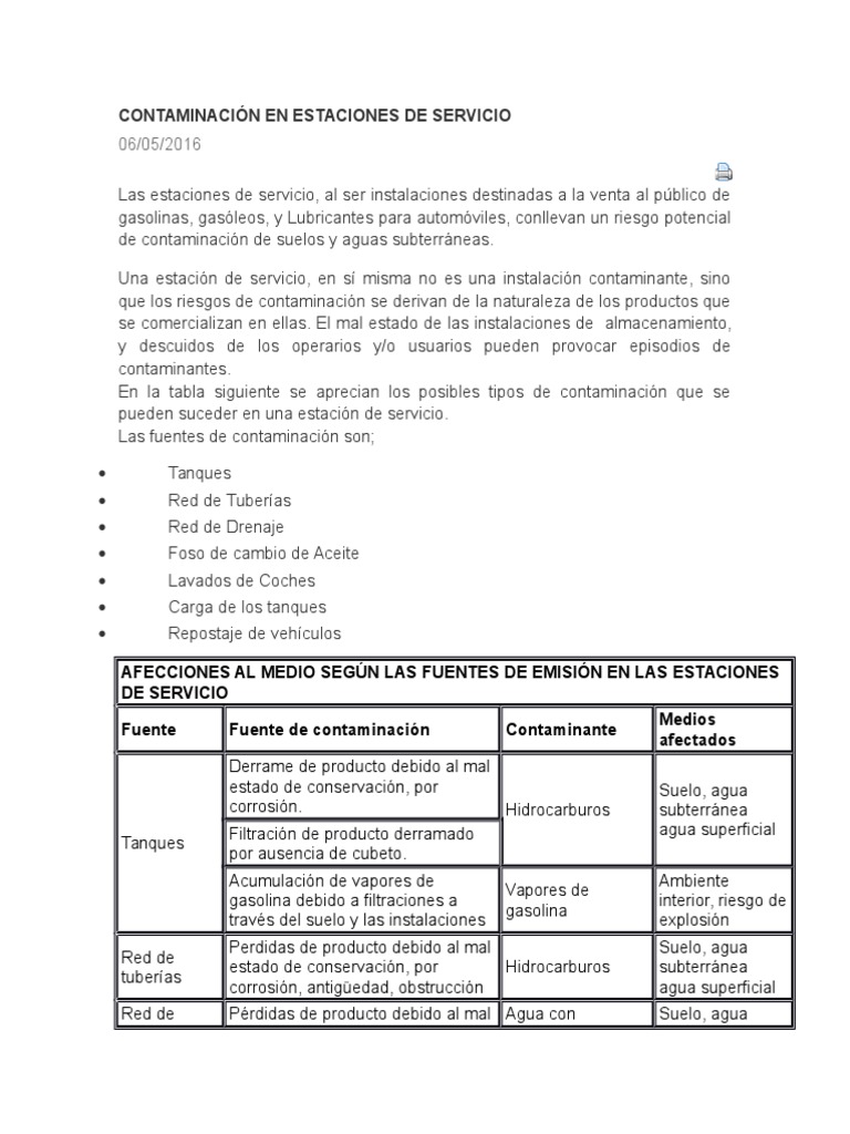Contaminación En Estaciones De Servicio Pdf Estación De Servicio