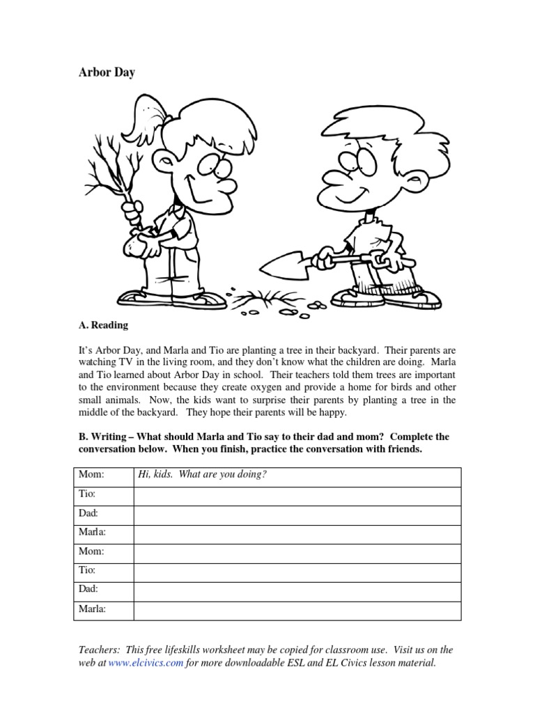 Arbor Day ESL Worksheet | PDF