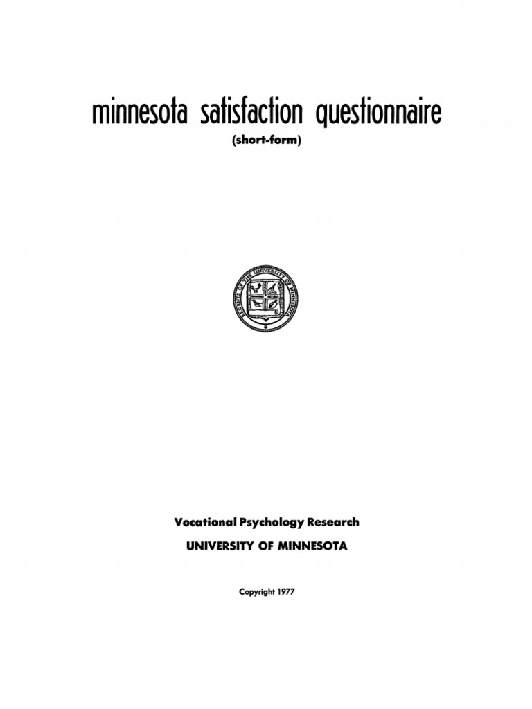 MSQ Booklet Short-Form 1977 | PDF | Applied Psychology | Psychological ...