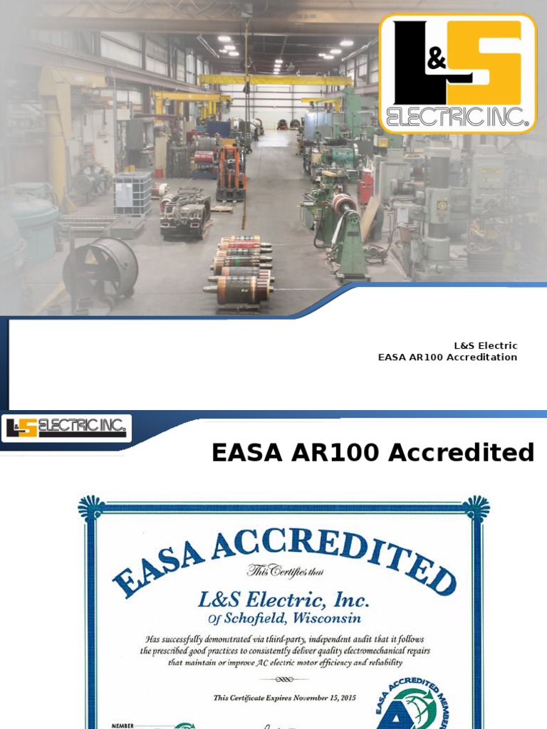 L&S Electric EASA AR100 Accreditation | PDF | Bearing (Mechanical ...
