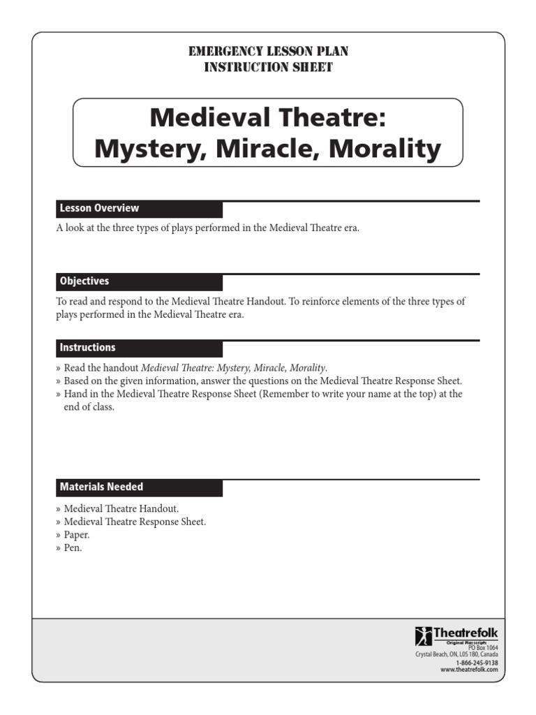 Medieval Theatre Lesson Plan Overview | PDF | Religious Belief And ...