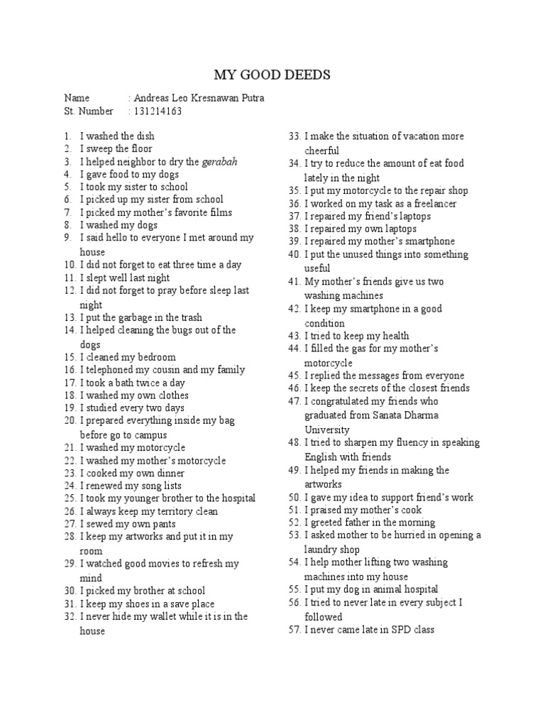 My Good Deeds | PDF | Computing And Information Technology