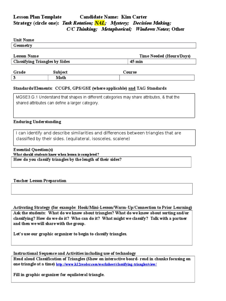 Classifying Triangles Graphic Organizer