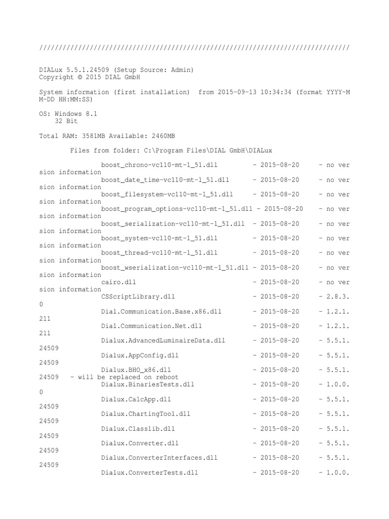 DIALux Setup Information | PDF | Software Development | System Software
