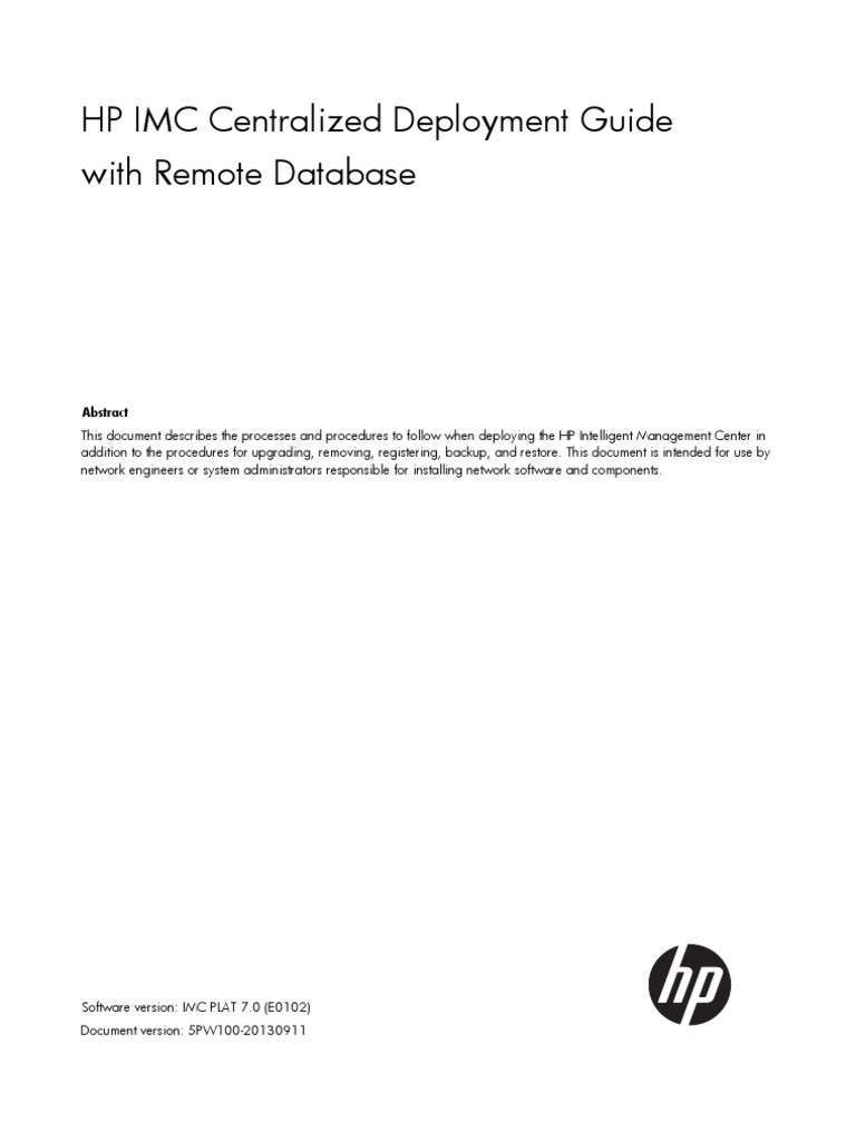 HP IMC Centralized Deployment Guide With Remote DataBase | PDF ...