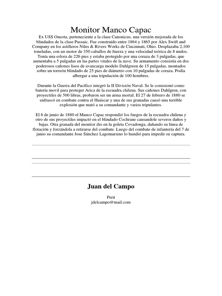 Monitor Manco Capac | PDF