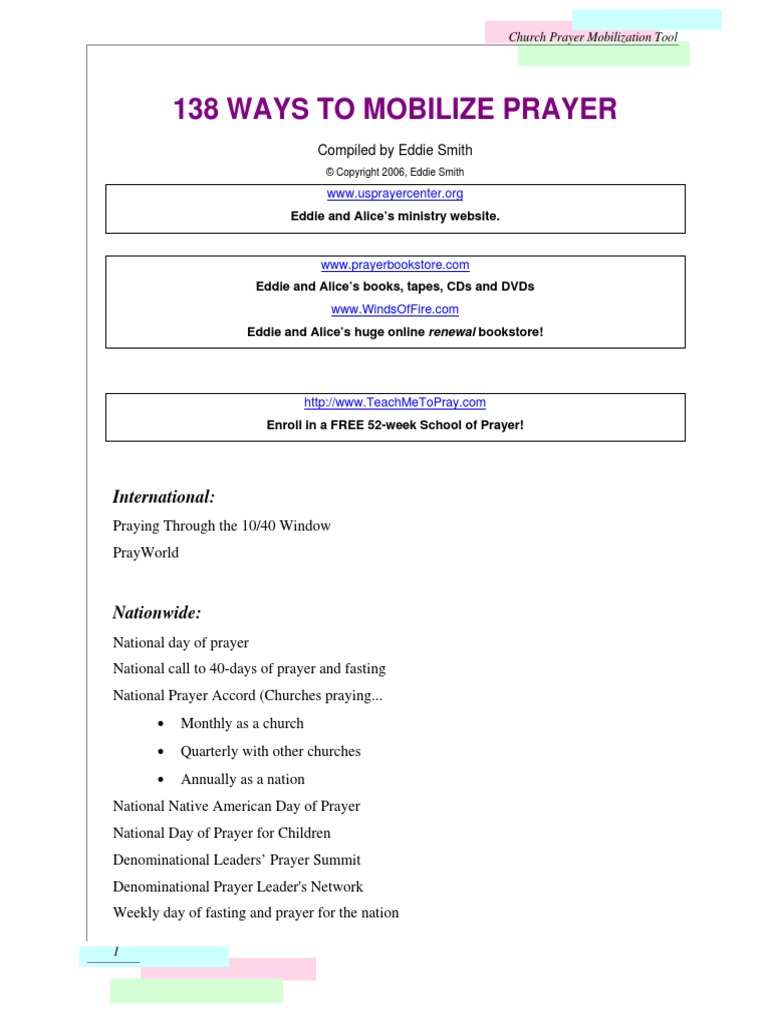 138 Ways To Mobilize Prayer: International | PDF | Prayer | Religious ...