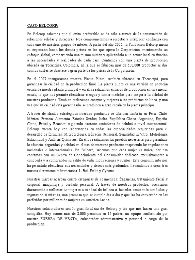 Caso Belcorp | PDF | Innovación | Empoderamiento