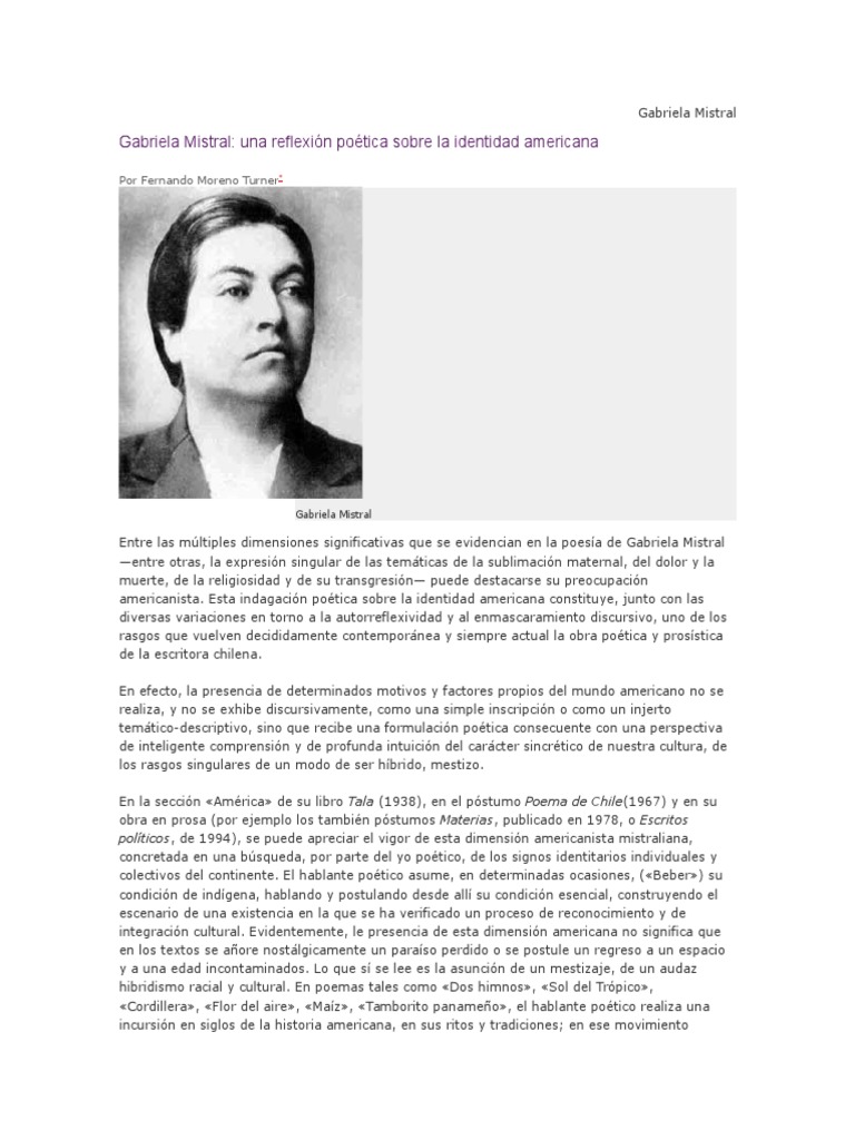 Gabriela Mistral 4 | PDF | Poesía | Chile