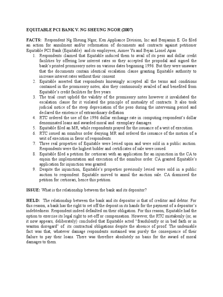 Equitable Pci Bank V NG Sheung | PDF | Common Law | Government
