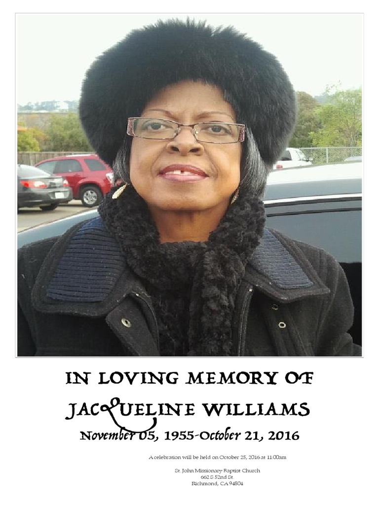 In Loving Memory Of: Jacqueline Williams | PDF