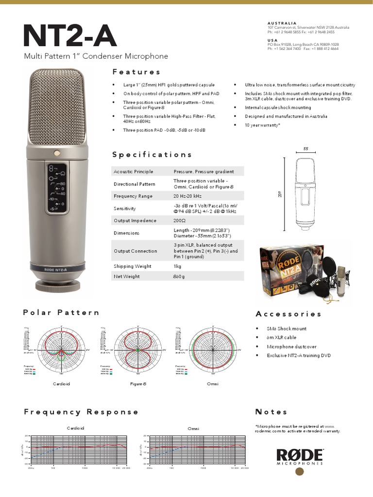 Features: Multi Pattern 1" Condenser Microphone | PDF