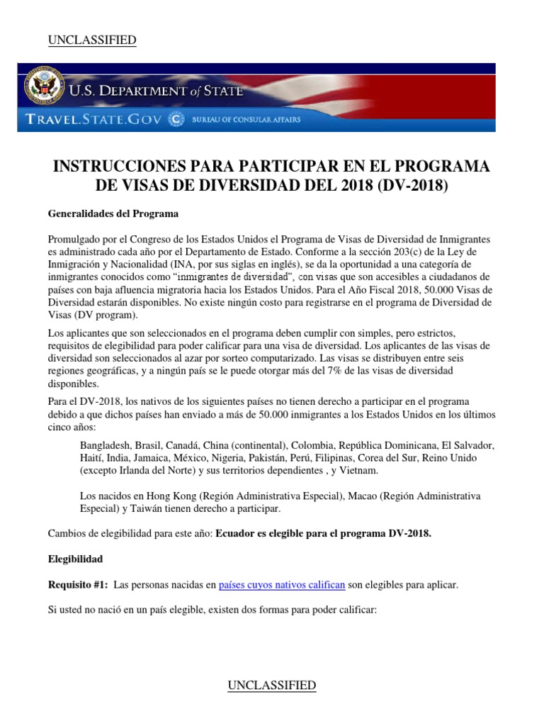 DV 2018 Spanish | PDF | Internet | Los Estados Unidos