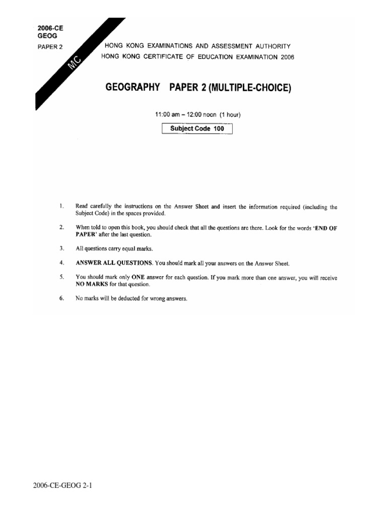 Geography Exam Paper 2006 CE | PDF | Science & Mathematics