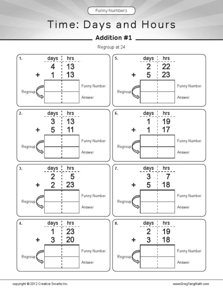 Time: Days and Hours: Addition #1 | PDF | Business Law | Imperfect ...