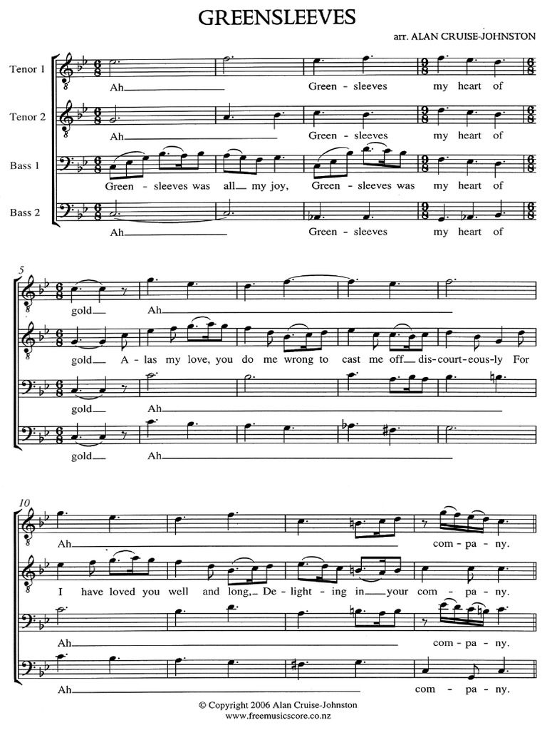 Greensleeves (TTBB) PDF | PDF