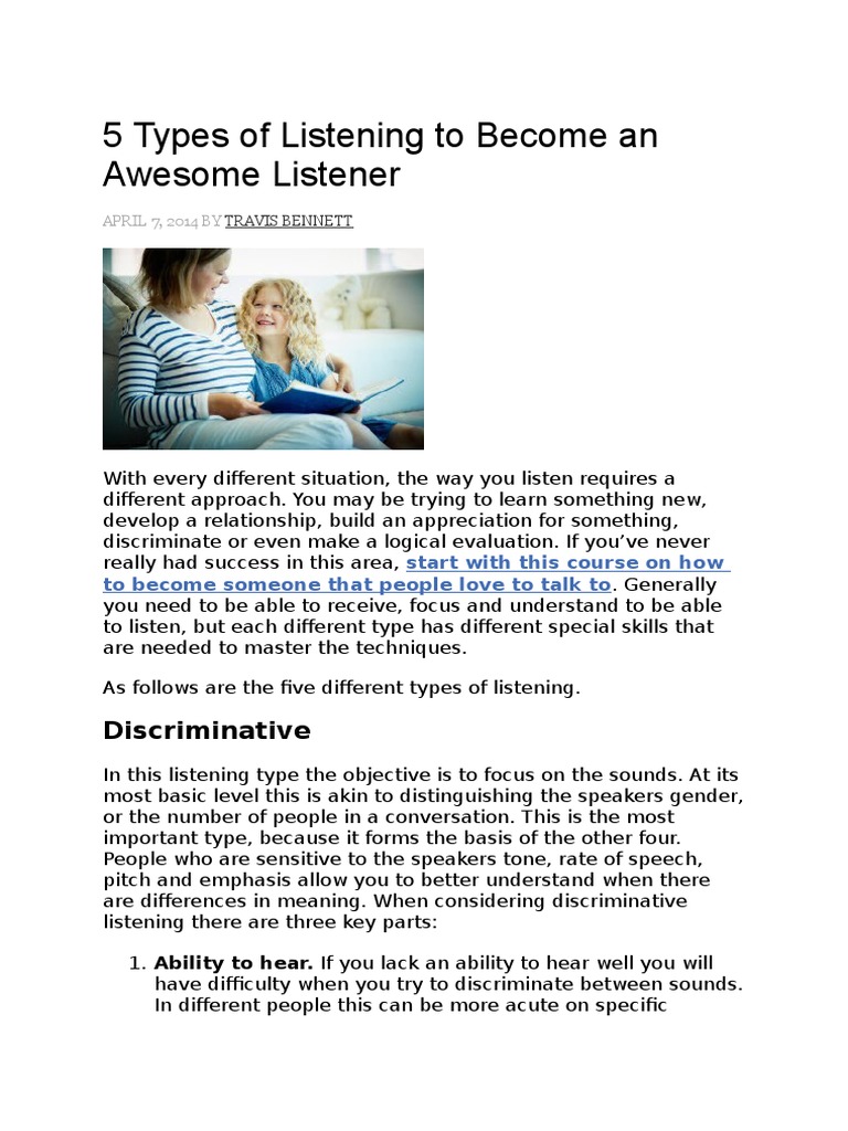 5 Types of Listening To Become An Awesome Listener | PDF | Nonverbal ...