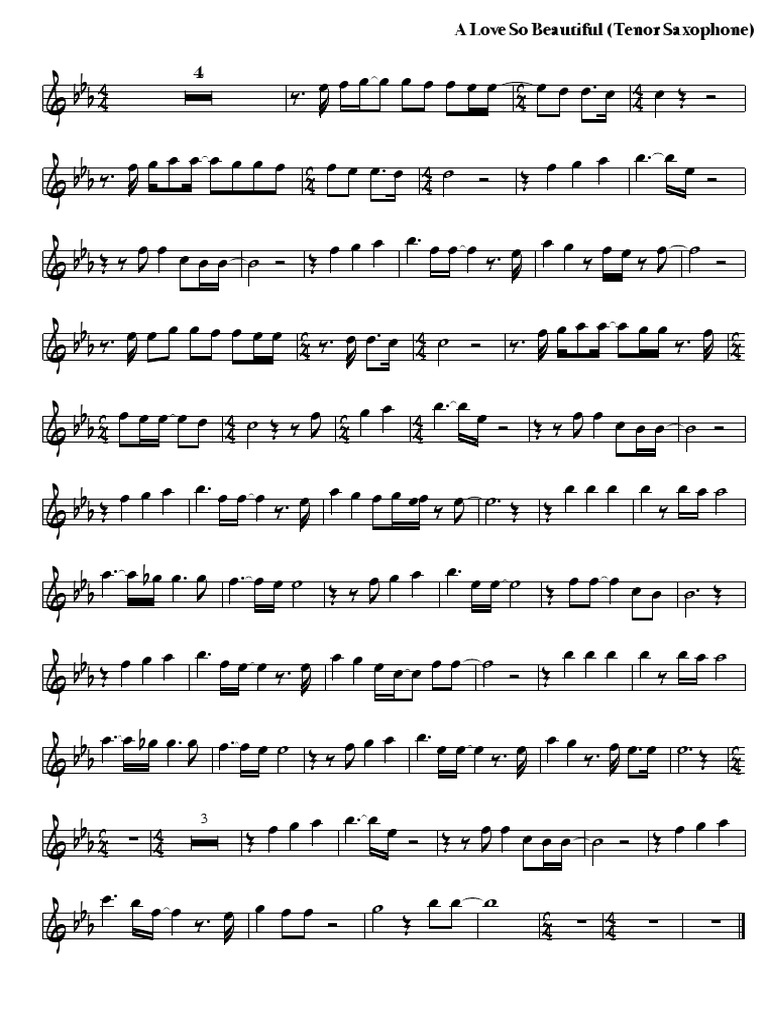 A Love So Beautiful (Tenor Saxophone) PDF | PDF